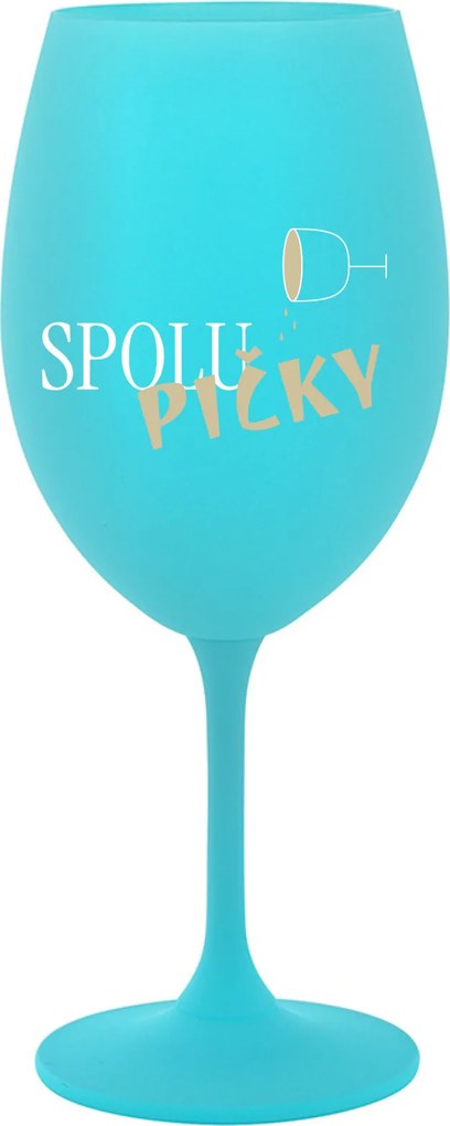 SPOLUPIČKY - tyrkysová sklenice na víno 350 ml