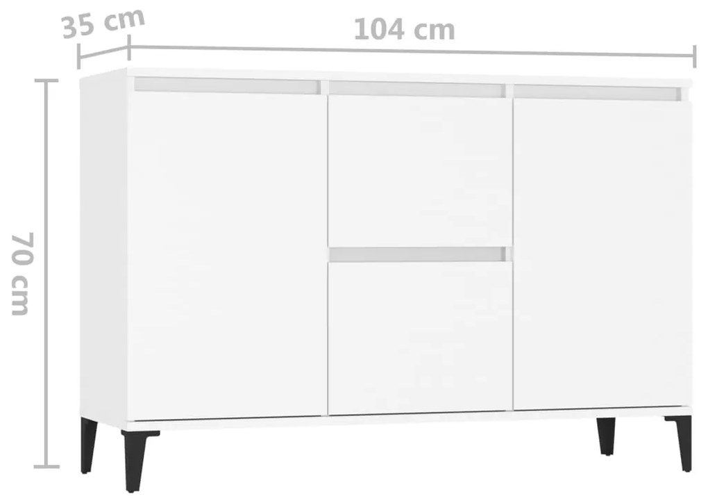 vidaXL Marketos Příborník bílý 102 x 35 x 70 cm kompozitní dřevo