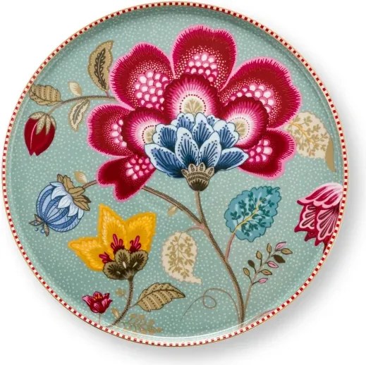 Pip Studio Blooming Tales dortový podnos Ø21cm, modrý (porcelánový servírovací podnos)