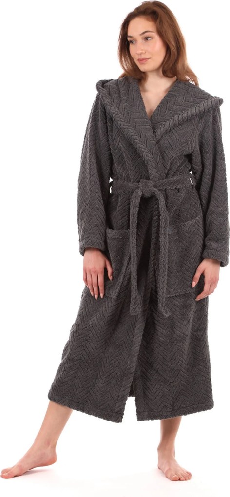 Bavlněný župan s kapucí Athena antracitový 31 16 9551 - XXL
