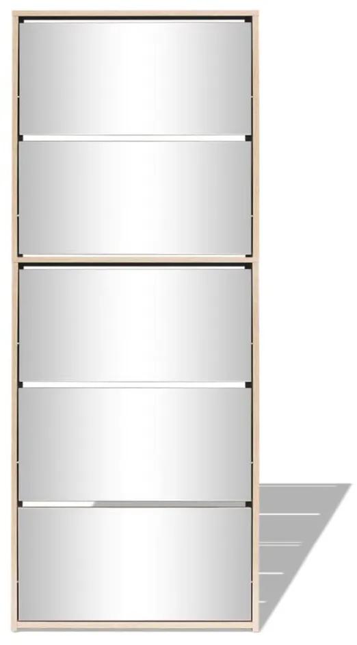 Botník Sinclair - pětipatrový - zrcadlový - dub | 63x17x169,5 cm