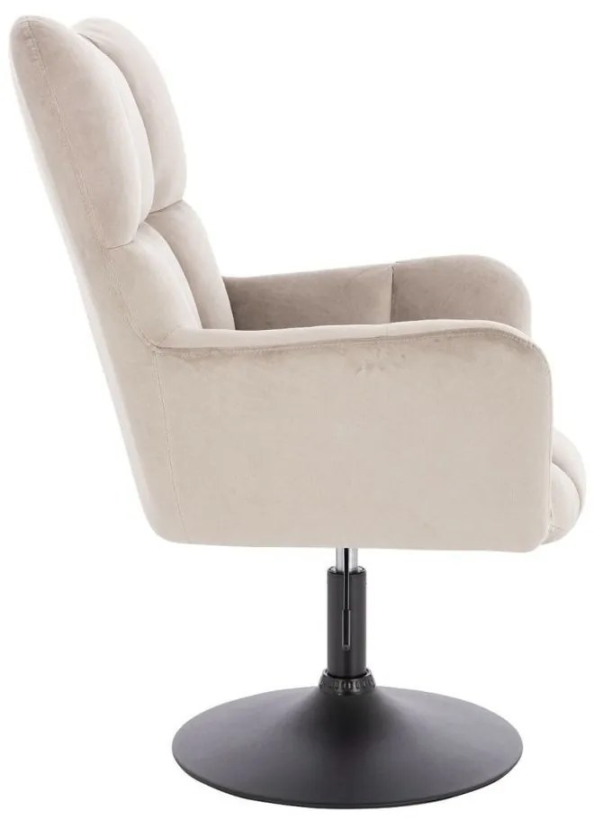 LuxuryForm DESIGN Otočné křeslo AURORA VELUR na černém talíři - latte