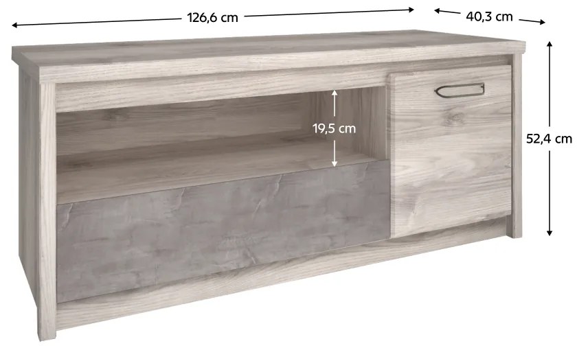 Kondela TV stolek 1D1S, kaštan nairobi/onyx, JESI NEW