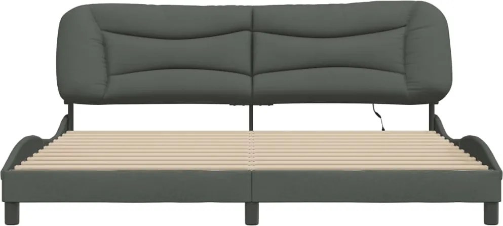 Rám postele s LED bez matrace Hvar Tmavě šedá 200x200 cm Látka 3213726