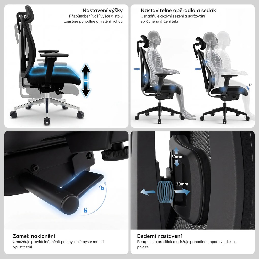 Ergonomická otočná kancelářská židle, hnědá: VECTOR