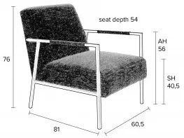 Křeslo s područkami WAKASAN, světle šedé White Label Living 3100139