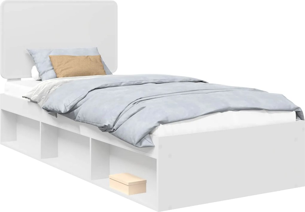 Rám postele s čelo Bílá 90 x 200 cm Masivní borové dřevo 3412533