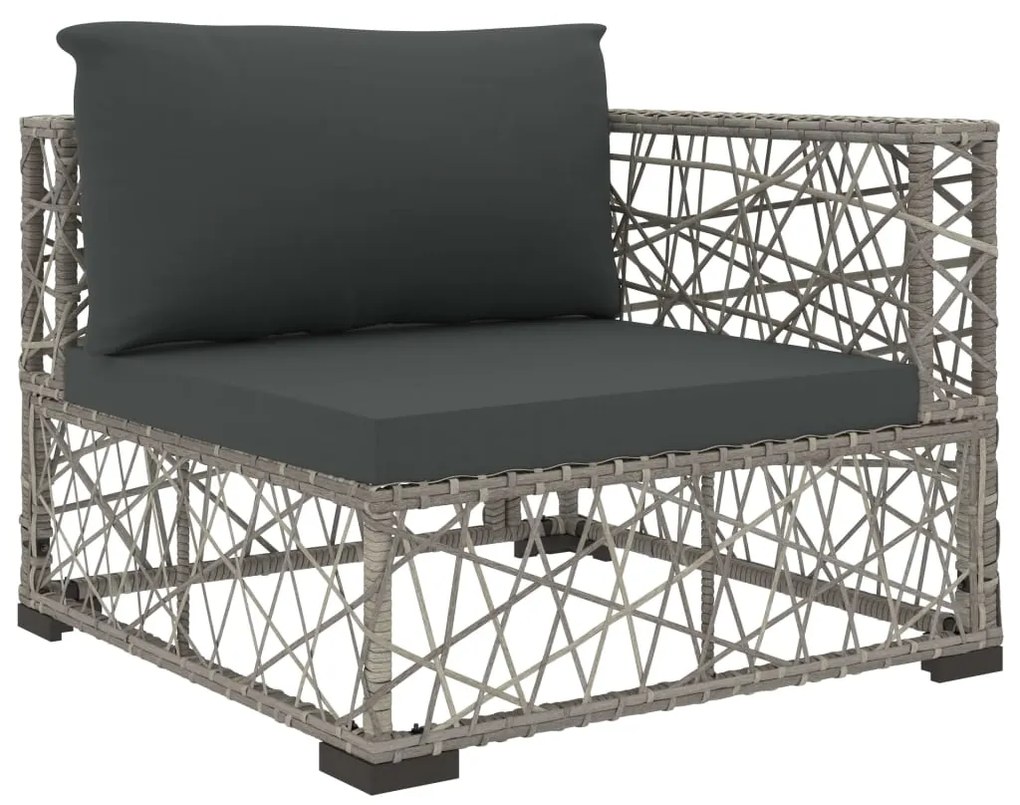 vidaXL Marketos 5dílná zahradní sedací souprava s poduškami polyratan šedá