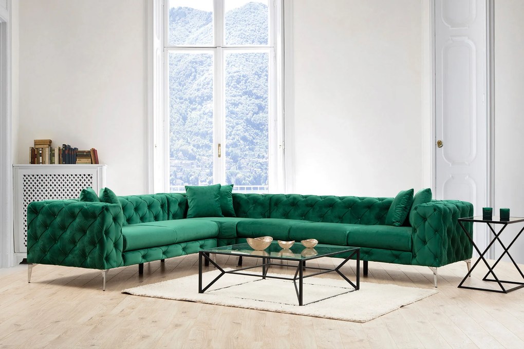 Atelier del Sofa Rohová sedací souprava Como Left - Green, Zelená