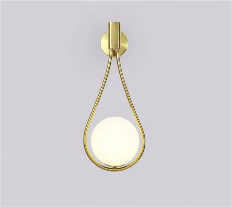 Toolight - skleněná nástěnná lampa E27 60W APP603-1W, zlatá, OSW-08996