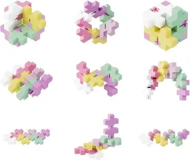 PLUS-PLUS Fidget Hexel Bubblegum / 6 dílků / pastelové barvy