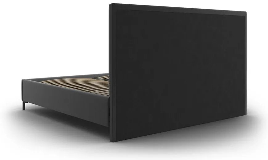 Tmavě šedá čalouněná dvoulůžková postel s úložným prostorem s roštem 180x200 cm Casey – Mazzini Beds