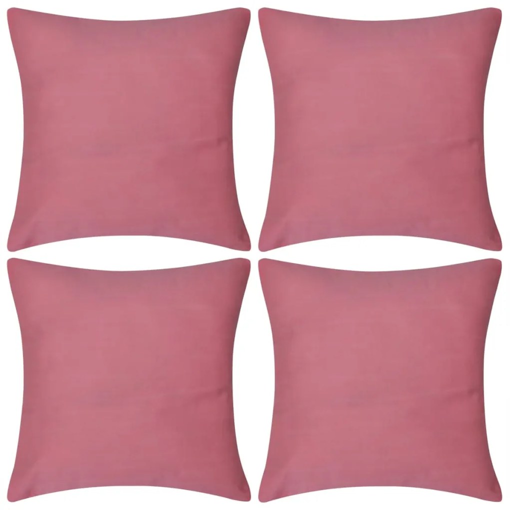 130936 vidaXL 130936 4 Pink Cushion Covers Cotton 80 x 80 cm