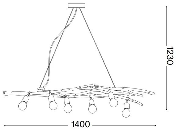 Ideal Lux - Lustr na lanku DRIFTWOOD 6xE27/60W/230V guava