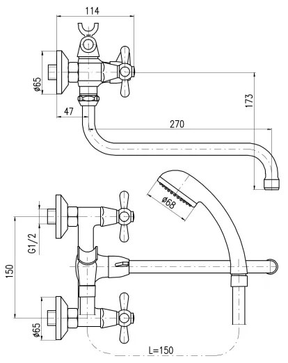 RAV Slezák MK153.5/1 - Vanová sada s baterií MORAVA lesklý chrom
