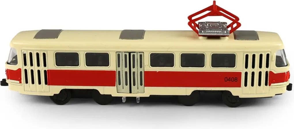 RAPPA Kovová česká retro tramvaj Tatra T3 s otevíracími středními dveřmi - 16cm - červená