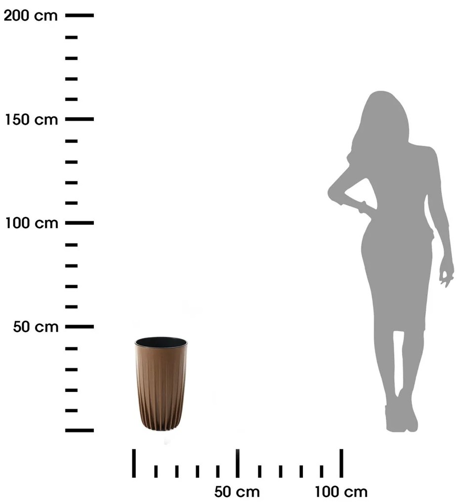 PLASTOVÝ KVĚTINÁČ STRIPPED ECO 42X25 CM HNĚDÁ