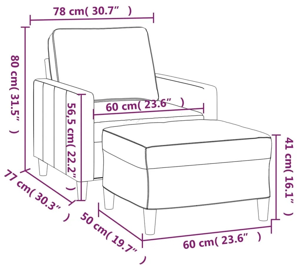 Křeslo s podnožkou modrá 60 cm samet