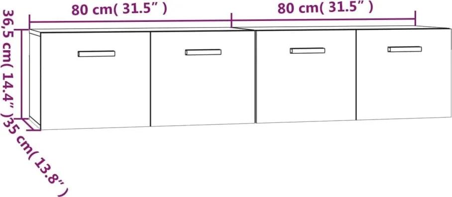 vidaXL Nástěnné skříňky 2 ks 80 x 35 x 36,5 cm kompozitní dřevo [3115648] Barva: hnědý dub