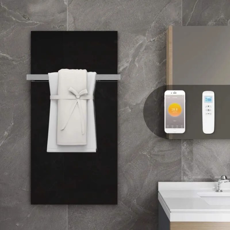 Černý skleněný infrapanel ByeCold 700 W, 120 × 60 cm