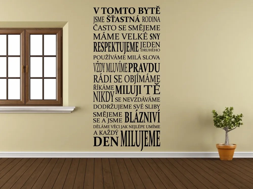 V tomto bytě - Samolepka na zeď (218x100cm) - Rawe.cz