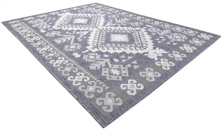 koberec SISAL SION aztécký 3007 ploché tkaní modrý / růžový / ecru velikost 180x270 cm | krásné koberce cz