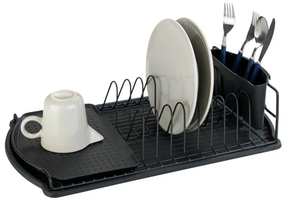 Odkapávač na nádobí BASIC, 47 x 26 cm, černý, WENKO
