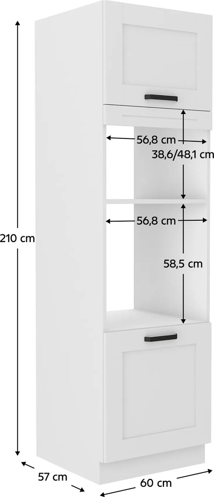 Vysoká skříňka na troubu a mikrovlnou troubu, bílá, LULA 60 DPM-210 2F