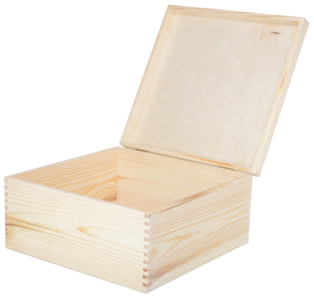 Dřevěná krabička s víkem - 30 x 30 x 15 cm, přírodní