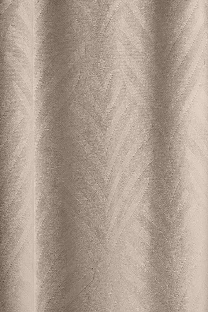 Room99 Hotový Závěs na kroužcích LEAFLY Velúrový Zatemňovací Barva: Béžová/Stříbrná, Velikost: 140 x 260 cm