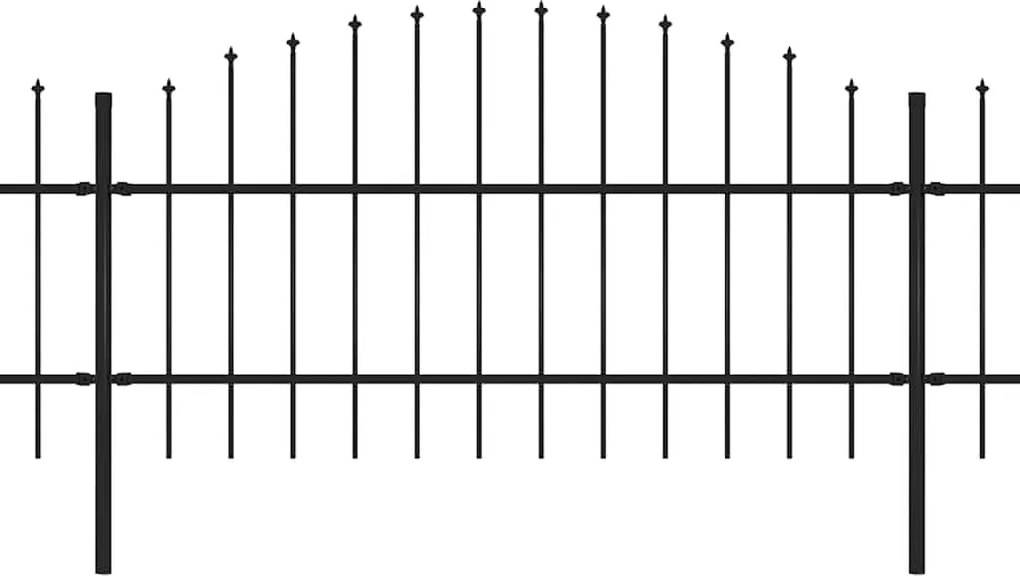 Zahradní plot s kopím nahoře ocelový 1339 x 100 cm černý 277719