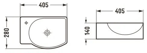 Mexen Mista, umyvadlo na desku, levé, 40 x 28 cm, černá matná, 22174085R