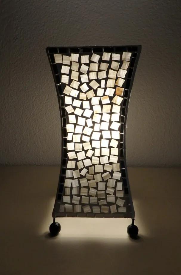 Stolní lampa  bílá DEWI , mozaiková, ruční práce