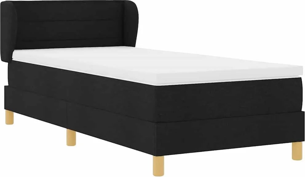 Postel s boxspringem s matrací s čelo Černá 90 x 190 cm textil 3340124