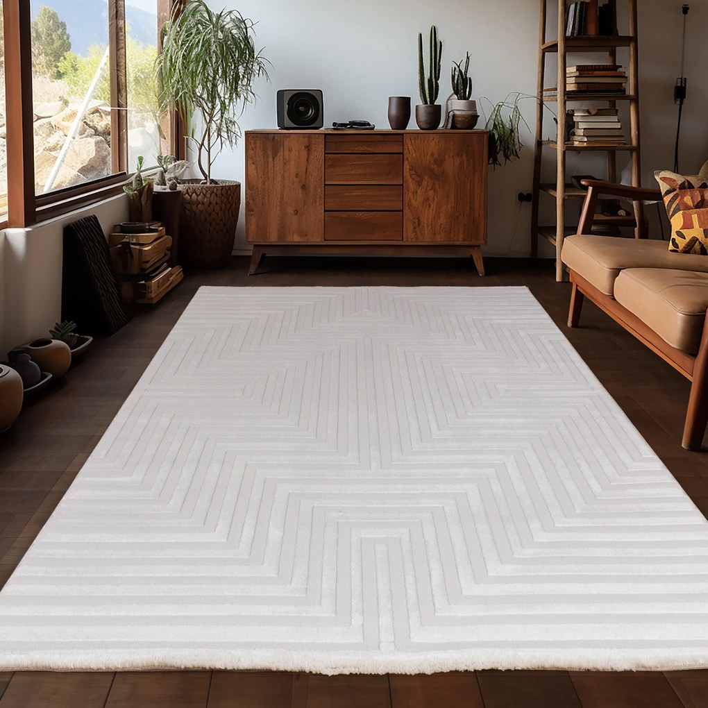 Ayyildiz, Kusový koberec Sahara 1111 Cream, 120x170, bílá, obývací pokoj