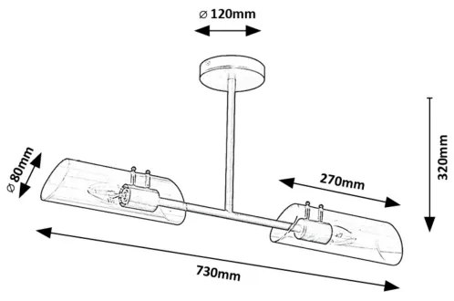 Rabalux 75028 - Koupelnový lustr na tyči TEODORO 2xE14/12W/230V IP44 černá