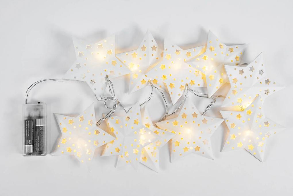 Tutumi Vánoční lampy s LED světýlky girlanda hvězdy bílá 120 cm