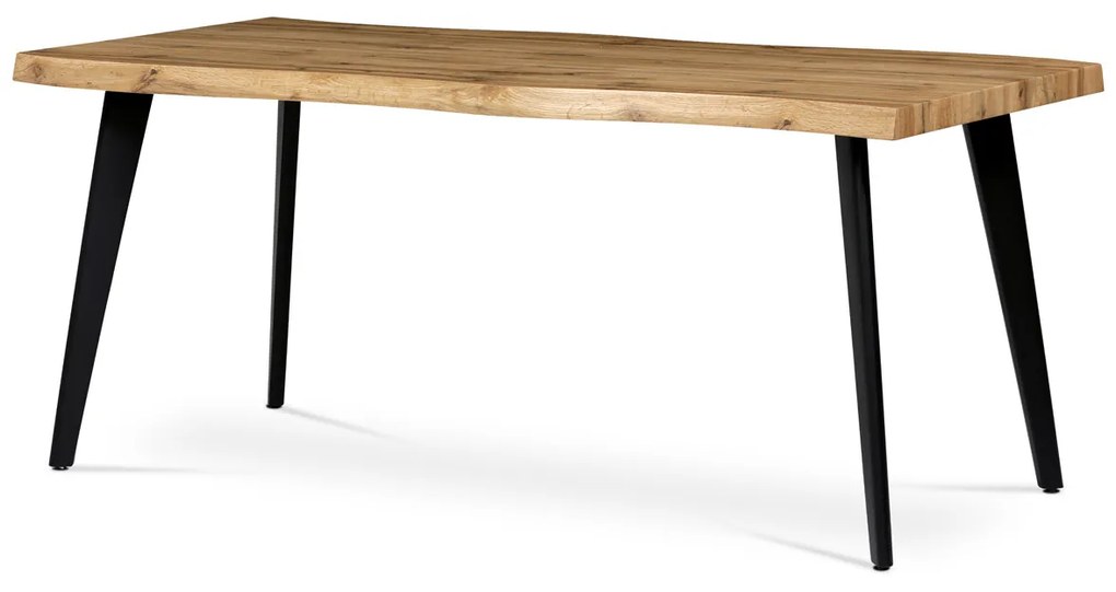 Jídelní stůl HT-880B OAK, 180x90 cm, MDF deska, 3D dekor divoký dub, kov černý lak mat