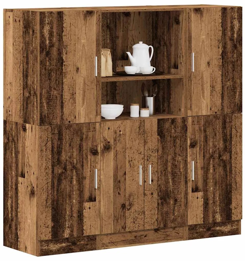 Sada 3 kusů kuchyňských skříněk old wood kompozitní dřevo 3324158