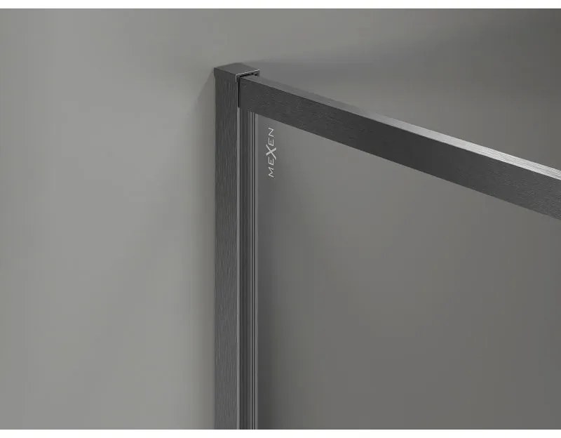 Mexen Kioto-F, sprchová zástěna s rámem 125 x 202 cm, 8 mm čiré sklo, grafitový profil, 800-125-104-66-00