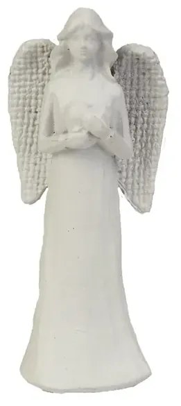 Anděl dekorační bílý 10 cm