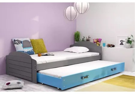 Dětská postel LILI s výsuvným lůžkem 90x200 cm - grafit Bílá