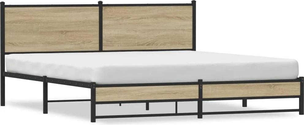 Kovový rám postele bez matrace dub sonoma 180 x 200 cm 3301395