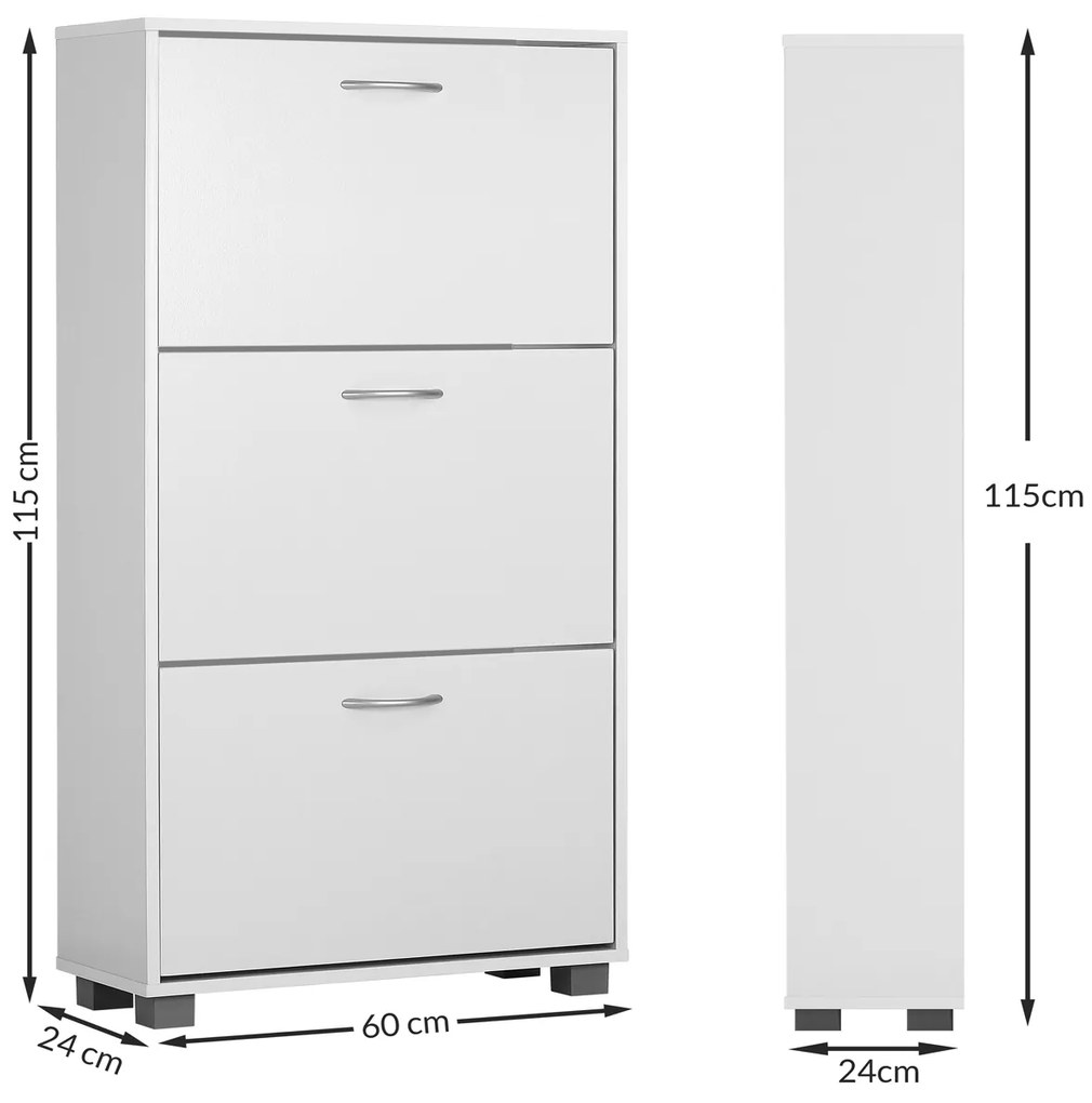 Casaria Botník výklopný bílý, 115 x 60 x 24 cm 107164