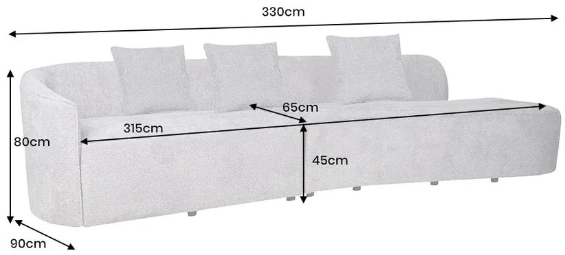Invicta Třímístná pohovka ATELIER šedá 330 cm 46547