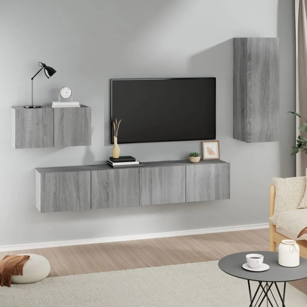 4dílný set TV skříněk šedý sonoma kompozitní dřevo 3114340