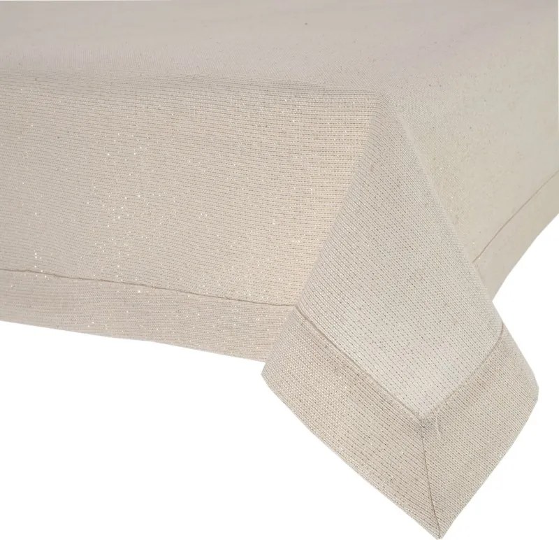 Krémový ubrus 130x220 zlatá restaurační nit odolný vůči skvrnám, elegantní