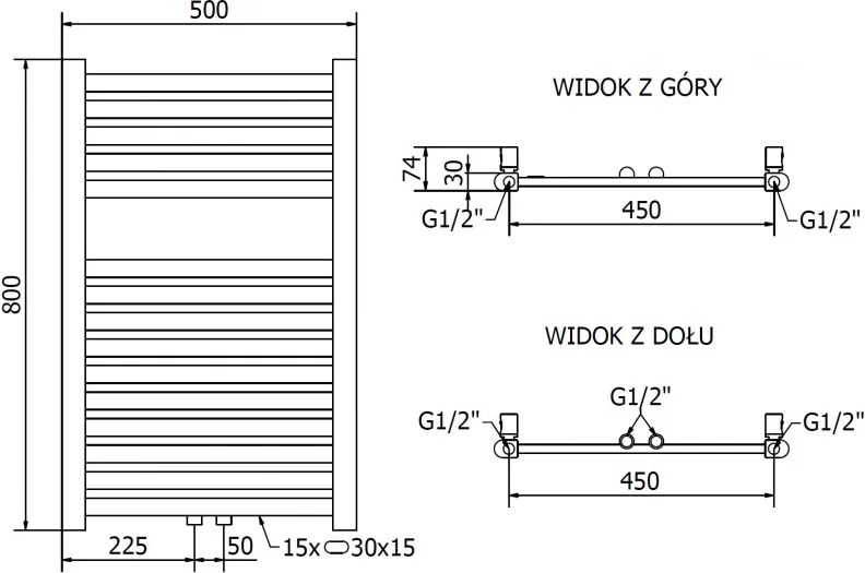 Mexen Hades, elektrické topné těleso 800 x 500 mm, 300 W, zlatá lesklá, W104-0800-500-2300-50