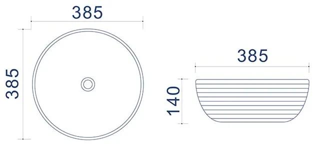 Deskové keramické umyvadlo UpTrend Sofie UP4003H-2-B18+B20 (38,5x38,5 cm)