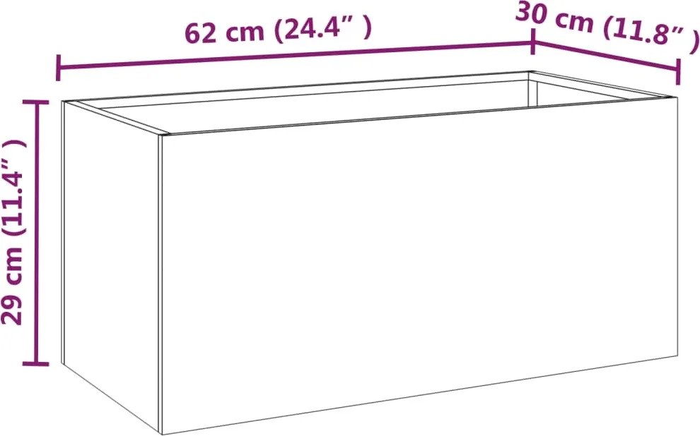 vidaXL Truhlík 62 x 30 x 29 cm ocel válcovaná za studena [841593] Barva: Stříbrná